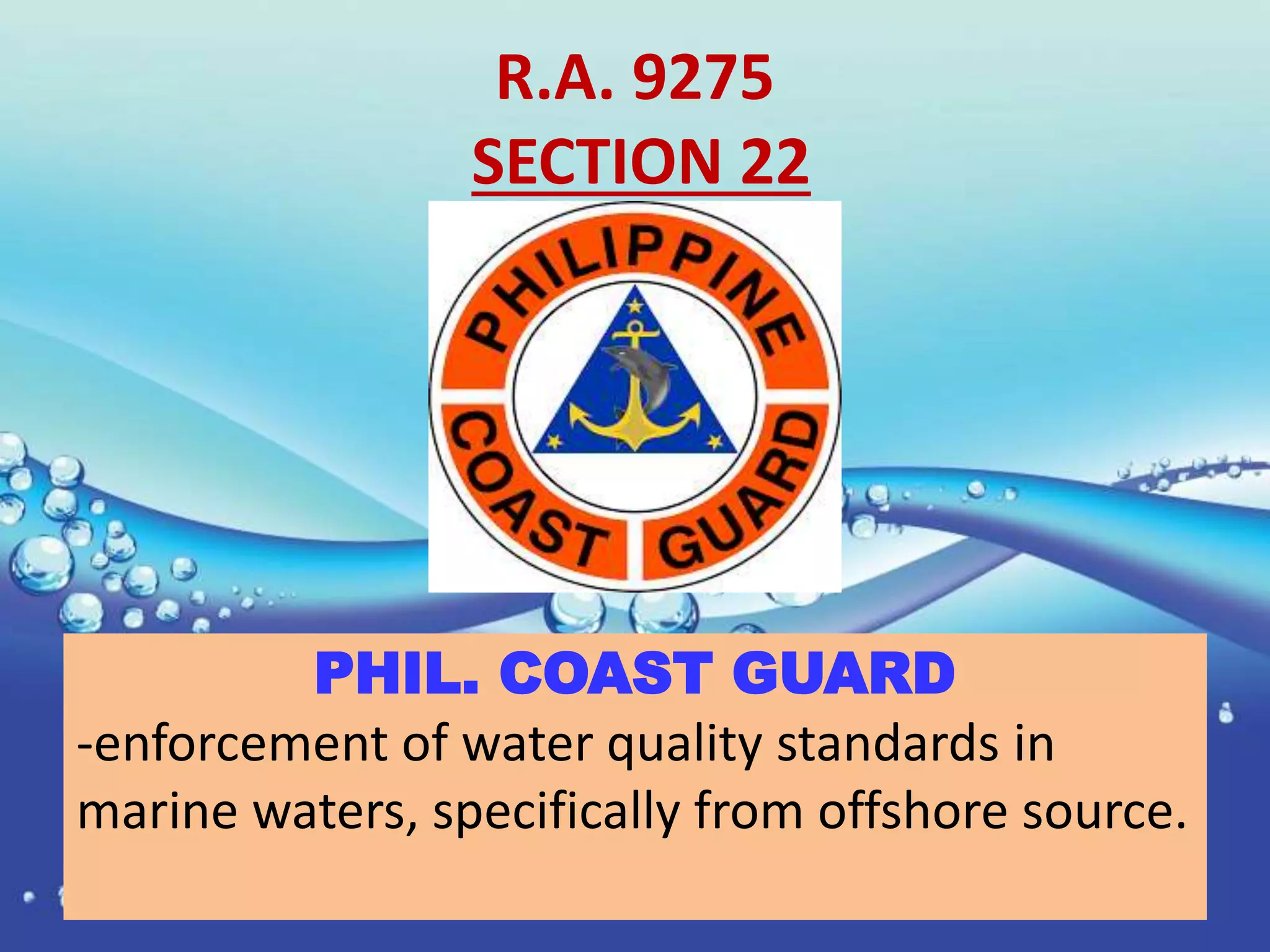 R.A. 9275 Philippine Clean Water Act of 2004 | PPTX