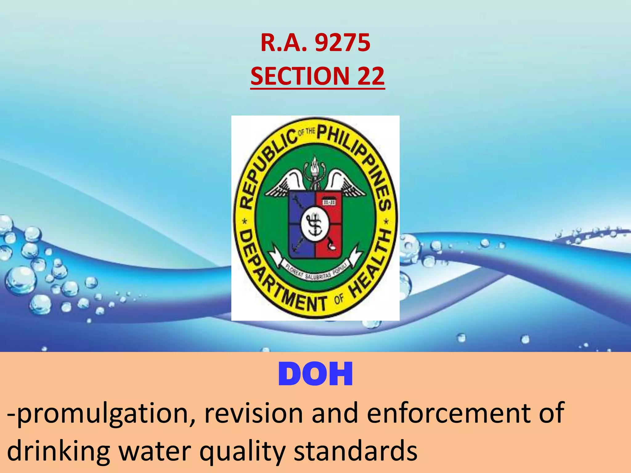 R.A. 9275 Philippine Clean Water Act of 2004 | PPTX