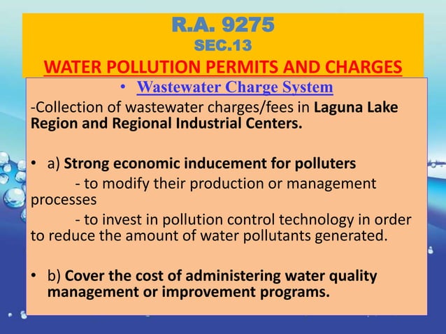 R.A. 9275 Philippine Clean Water Act of 2004 | PPTX | Chemistry | Science
