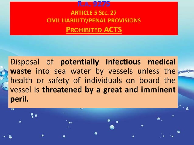 R.A. 9275 Philippine Clean Water Act of 2004 | PPTX | Chemistry | Science