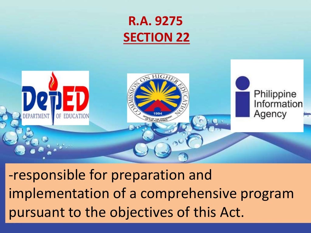 R.A. 9275 Philippine Clean Water Act of 2004