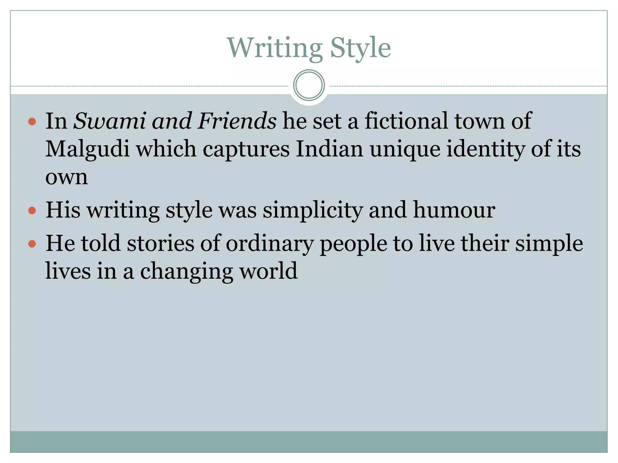 R.k narayan biography ppt | PPTX