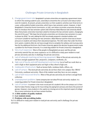 Challenges and Prospects of Private Universities in Bangladesh | PDF