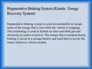 Regenerative Breaking System final presentation | PPTX