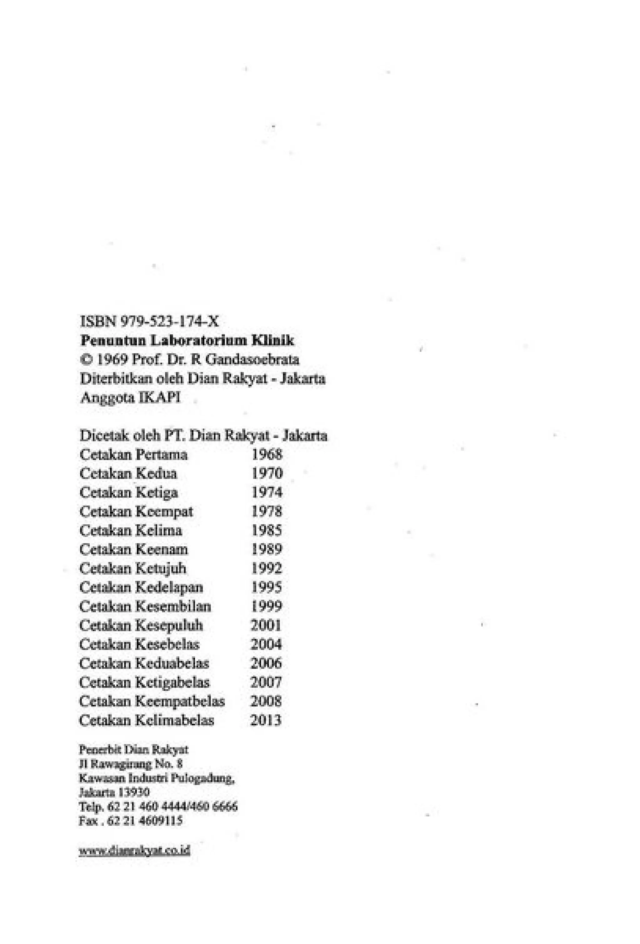 R. gandasoebrata-penuntun-laboraturium-klinik.-intro | PDF