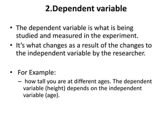 Variables & Research hypothesis | PPTX
