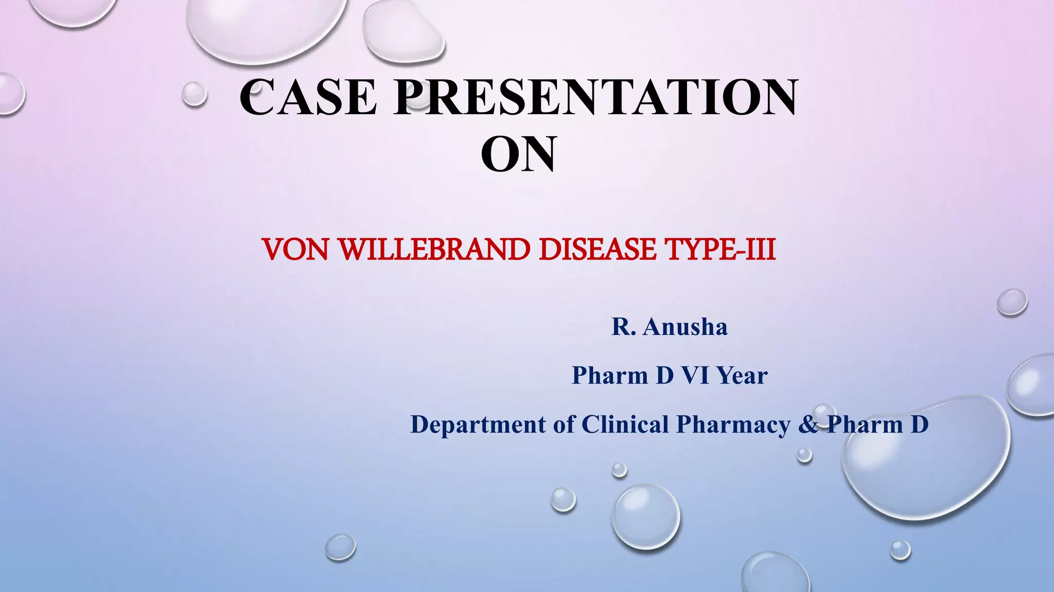 Von Willebrand Disease Type III | PPT