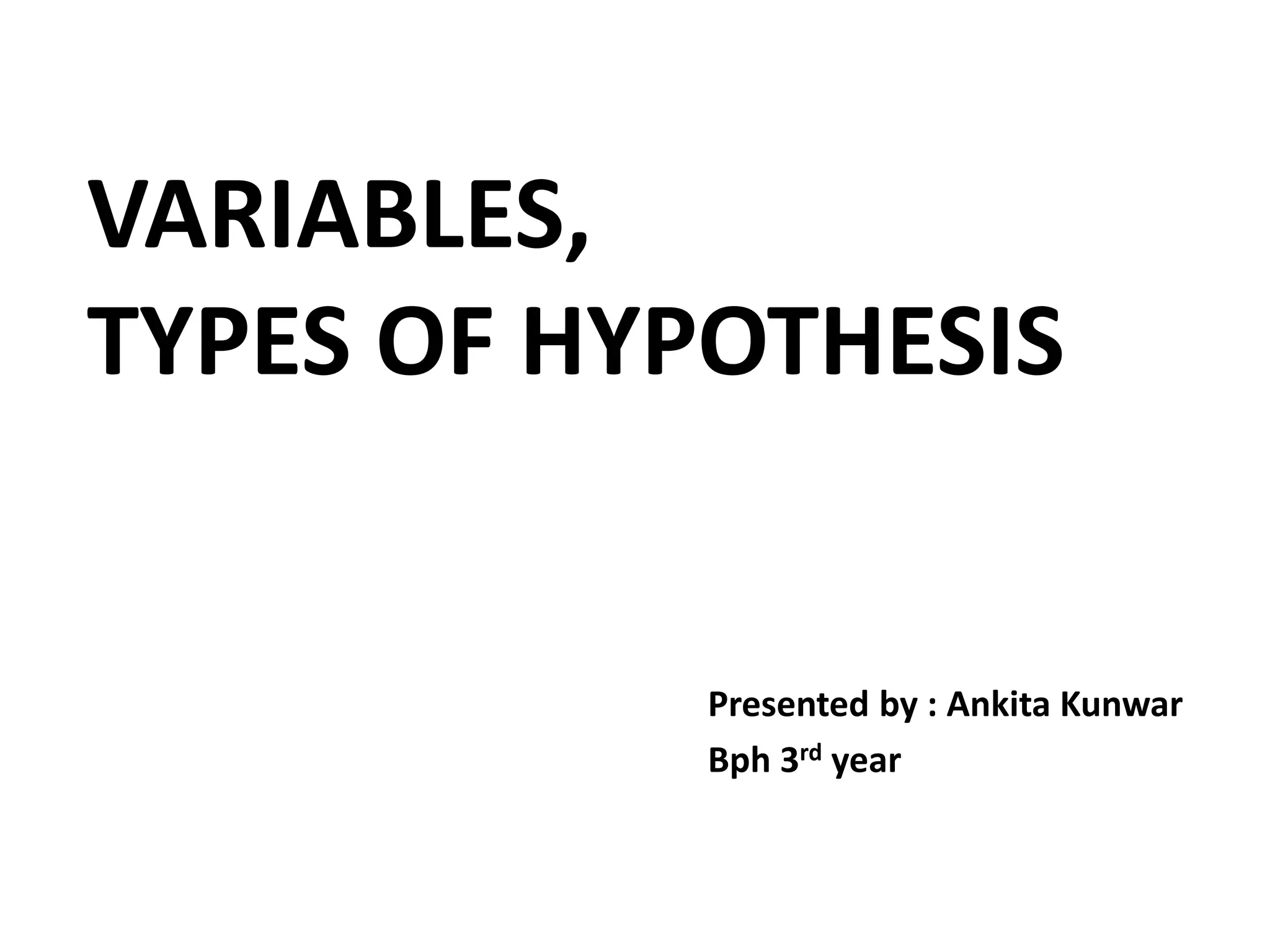 Hypothesis and Variables | PPTX