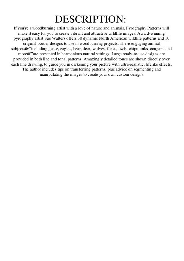 [R.E.A.D] Pyrography Patterns Basic Techniques and 30 Wildlife Designs ...