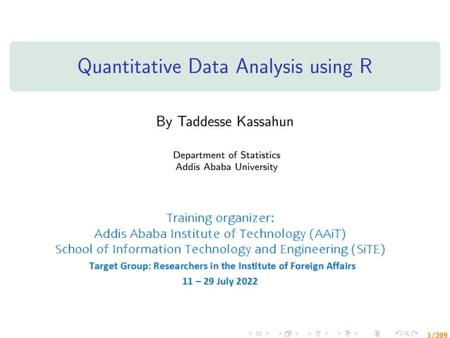 Quantitative Data Analysis using R | PDF