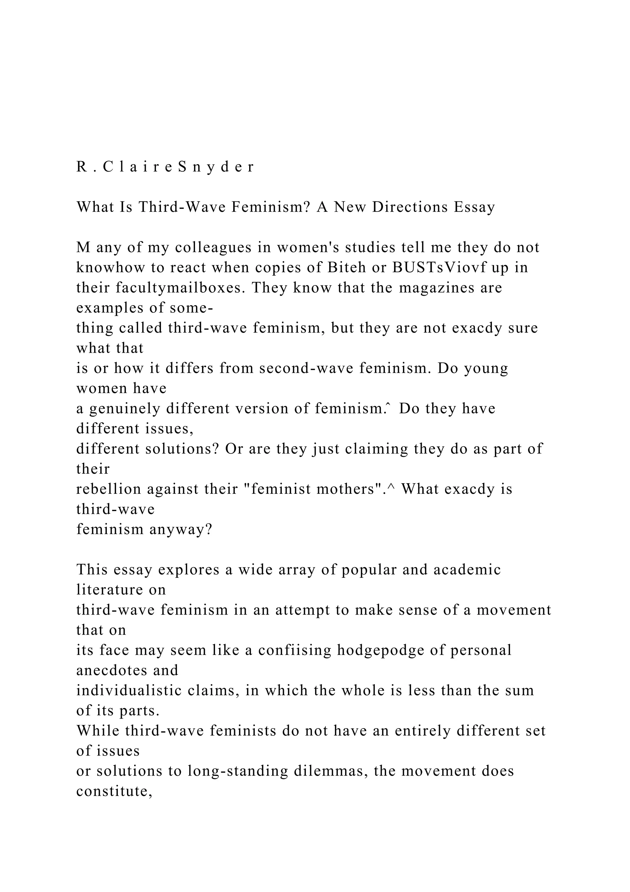 R . C l a i r e S n y d e rWhat Is Third-Wave Feminism A .docx