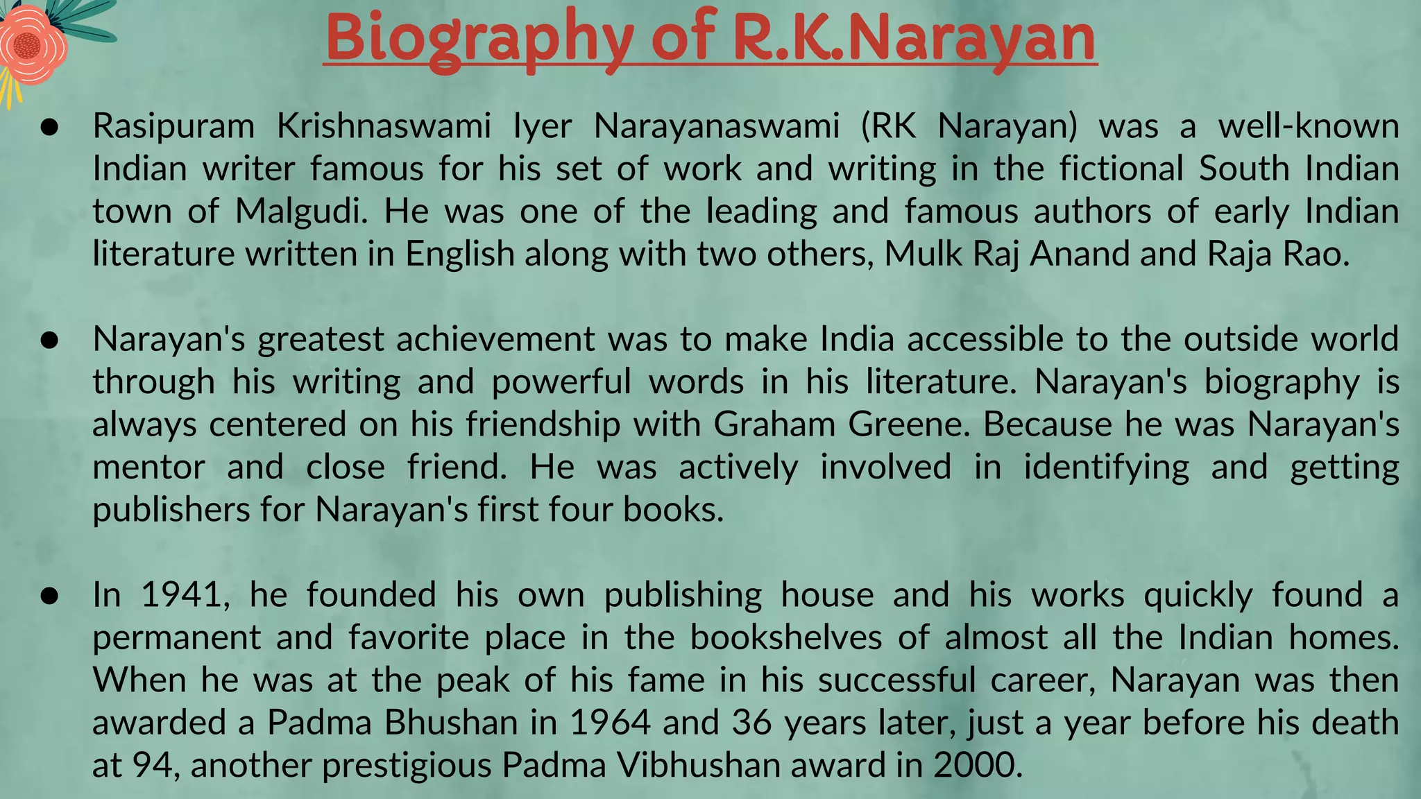 R. K. Narayan | PPTX