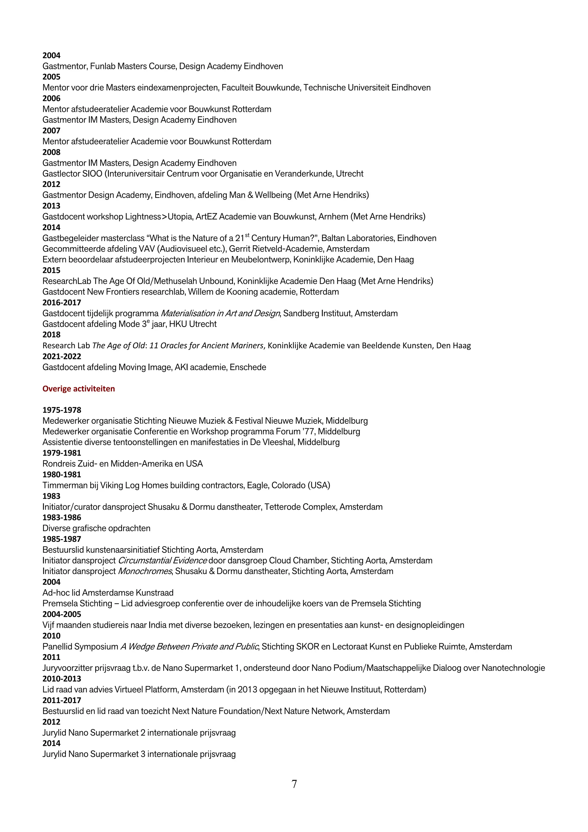 R.v.Tienhoven CV Dutch 2023.pdf | Design | Fine Art