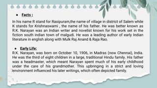 An Introductory presentation on R. K. Narayan | Indian Writing in ...