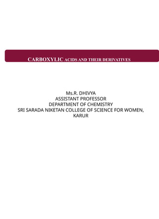 chemistry - carboxylic acids and their reactions. | PPTX
