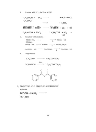 chemistry - carboxylic acids and their reactions. | PDF