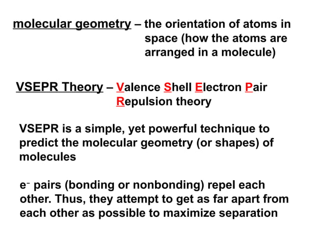 VALENCE SHELL ELECTRON PAIR THEORY -VSEPR | PPTX