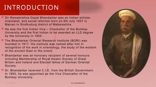 R.G Bhandarkar - (Life and Contributions) | PPTX