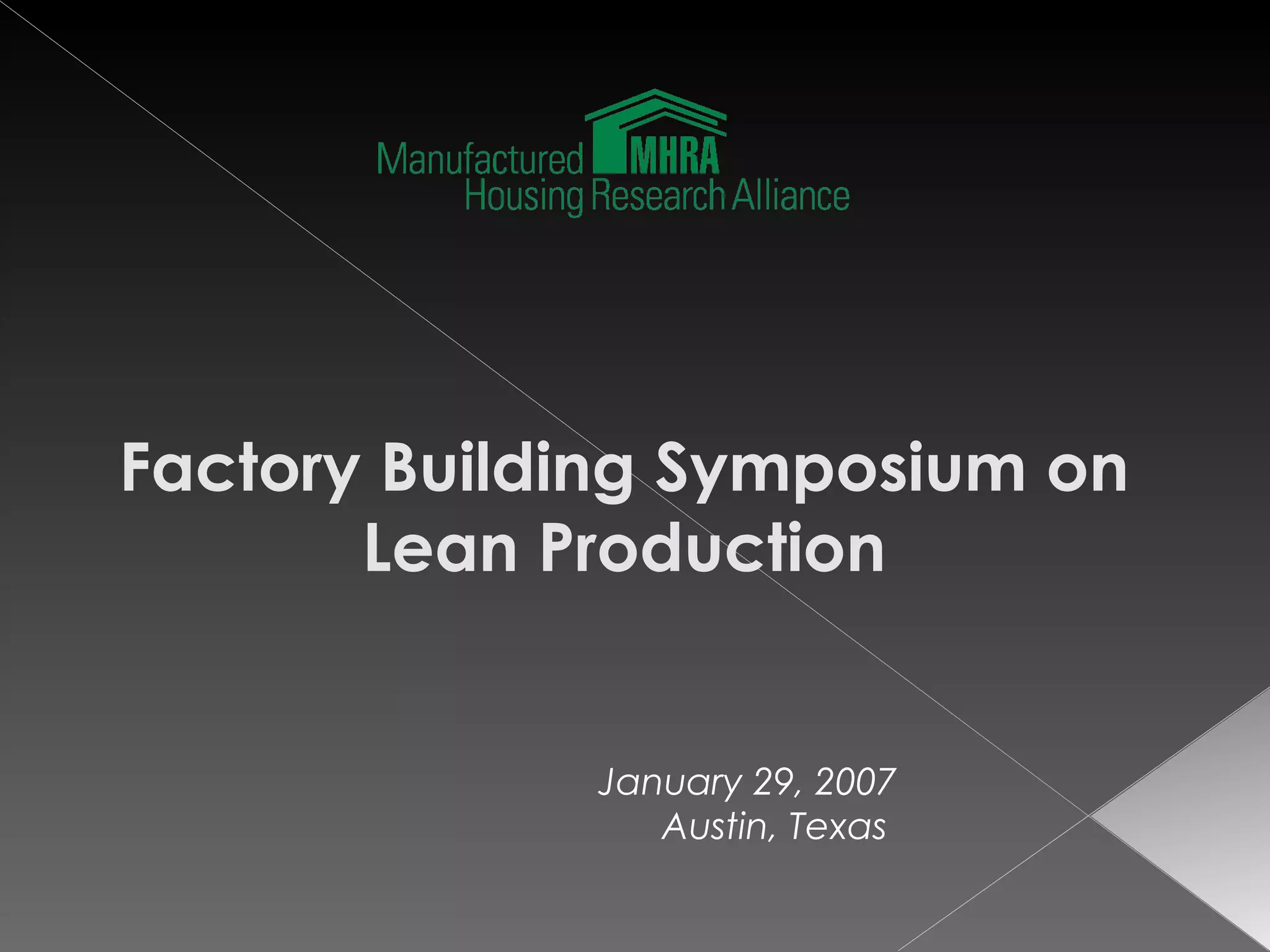 Presentation for Lean Symposium | PPT | Woodworking | Arts and Crafts