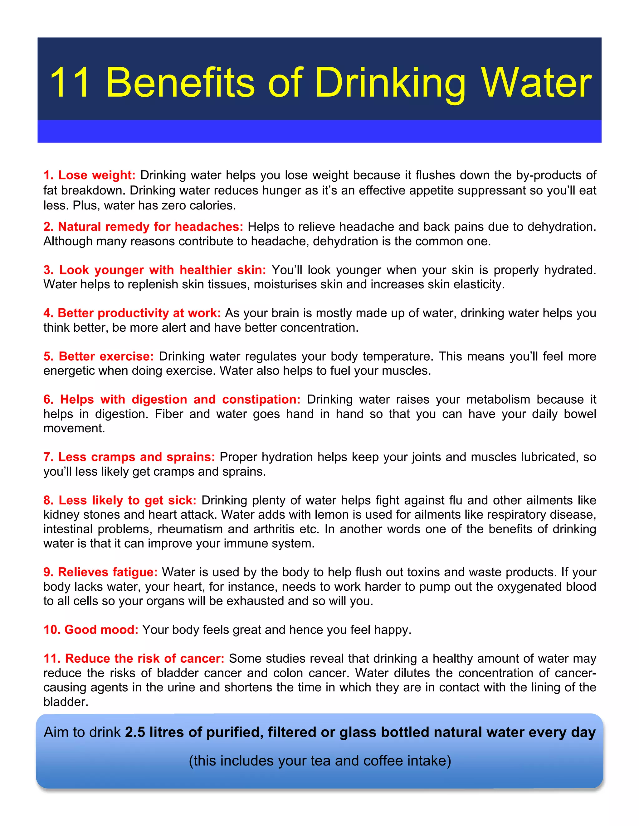 11 benefits of drinking water | PDF
