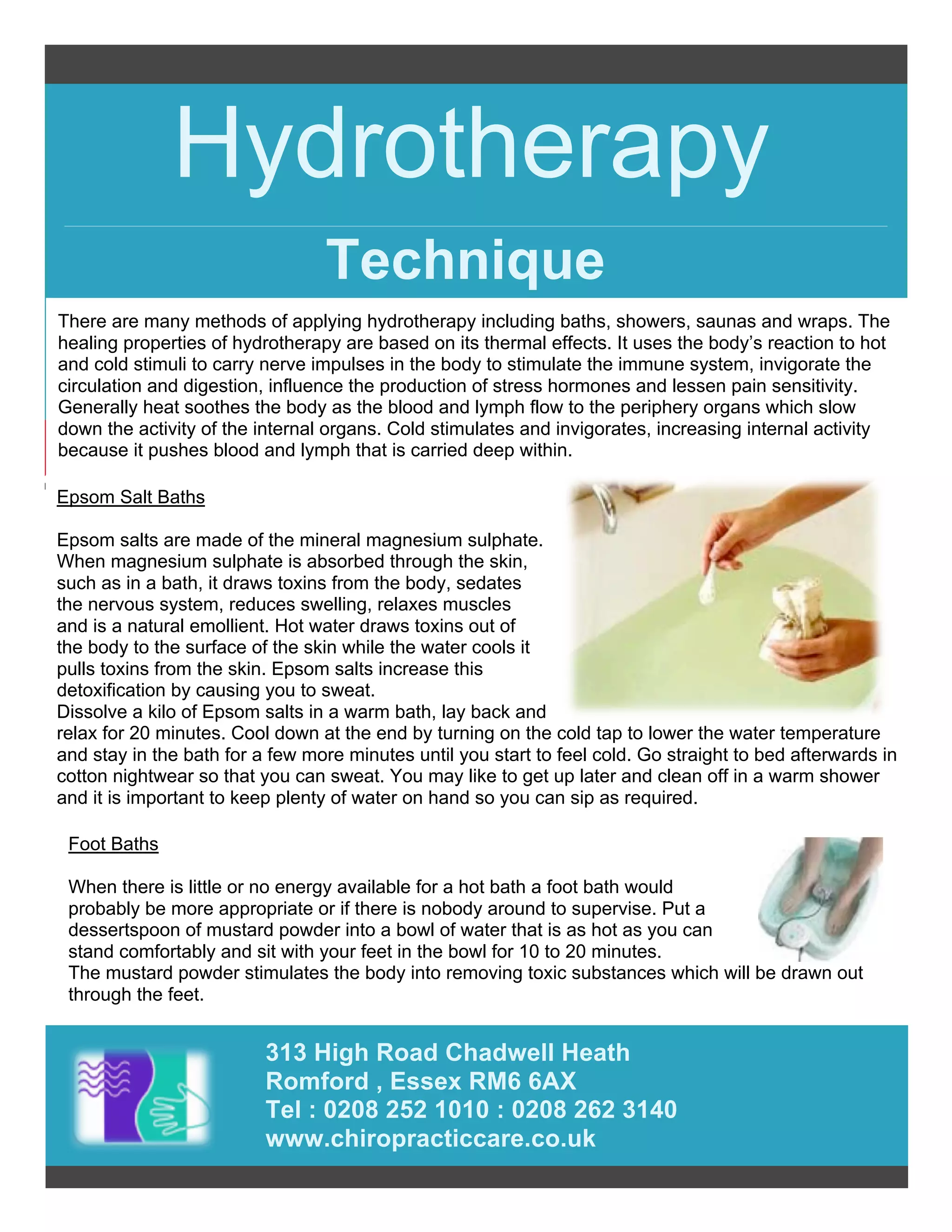 Hydrotherapy leaflet | PDF