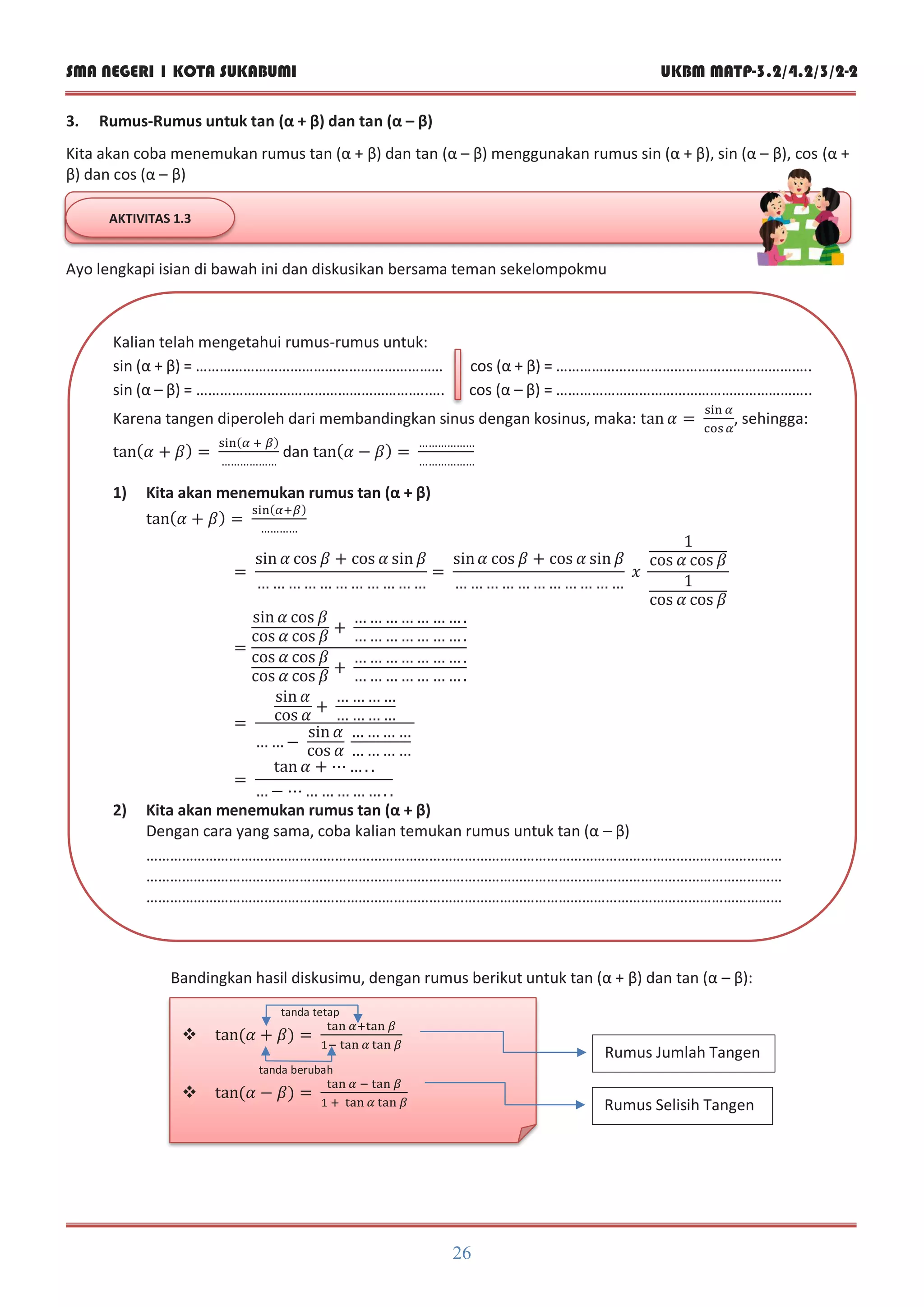 UKBM Rumus Jumlah dan Selisih 2 Sudut | PDF
