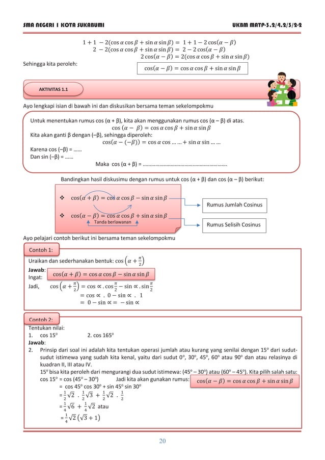 UKBM Rumus Jumlah dan Selisih 2 Sudut | PDF