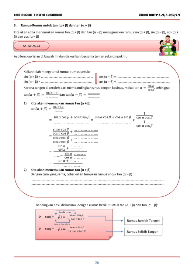 UKBM Rumus Jumlah dan Selisih 2 Sudut | PDF