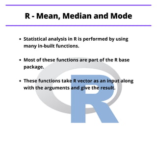 R - mean, median and mode | PDF