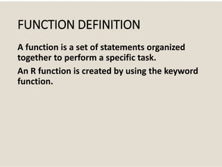 user defined functions in R | PPTX | Programming Languages | Computing