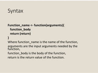 user defined functions in R | PPTX | Programming Languages | Computing