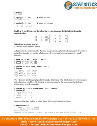 R Programming Homework Help | PDF | Programming Languages | Computing