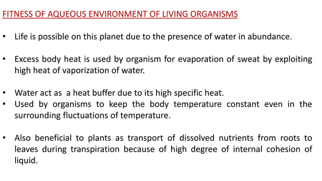 WEAK INTERACTIONS IN AQUEOUS SYSTEMS AND FITNESS OF THE AQUEOUS ...