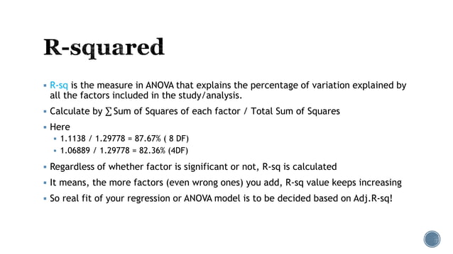 Statistical Metrics in Regression (R-sq vs Adj. R-sq vs Pred R-sq) | PPT