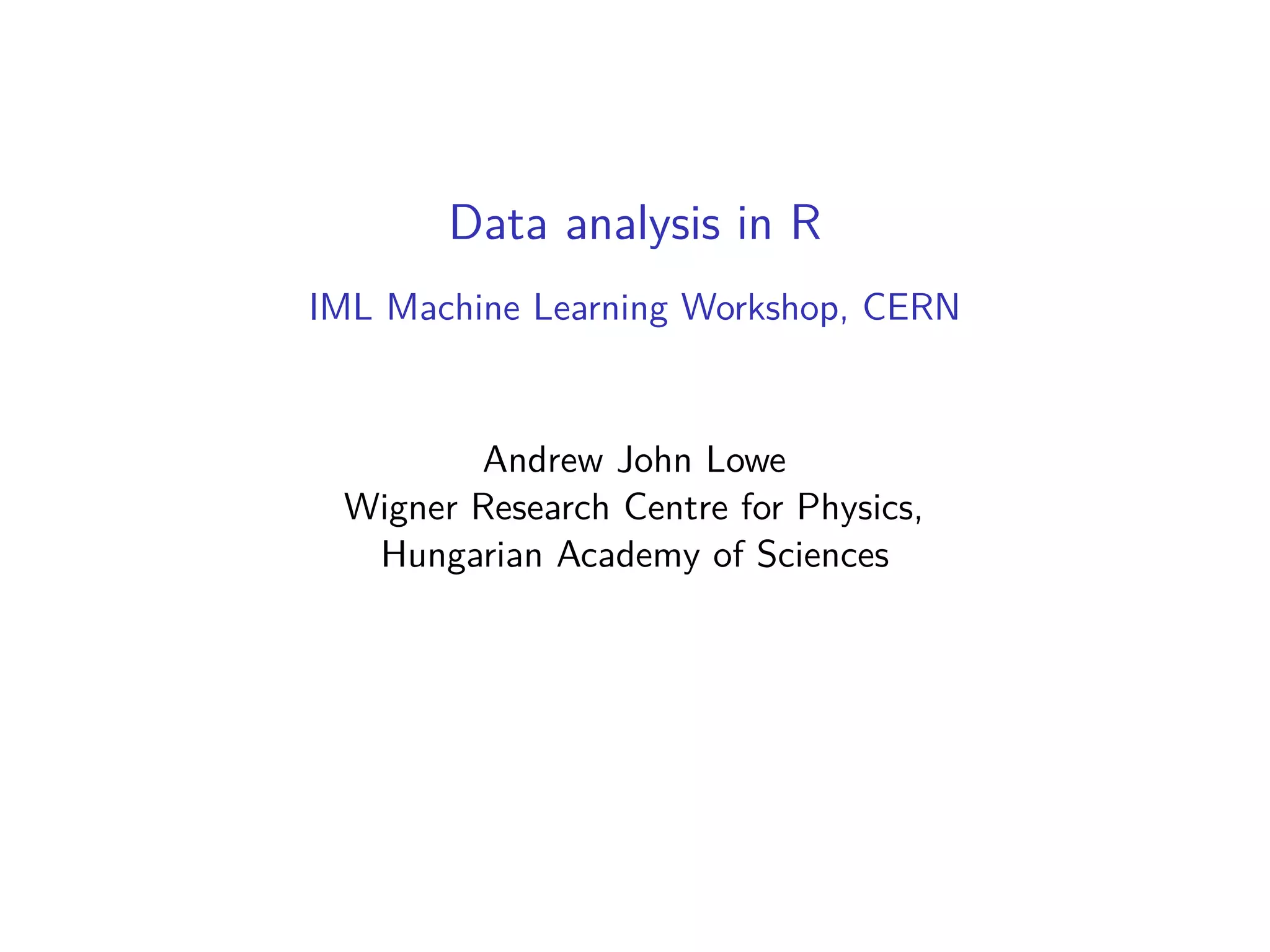 Data analysis in R | PPT