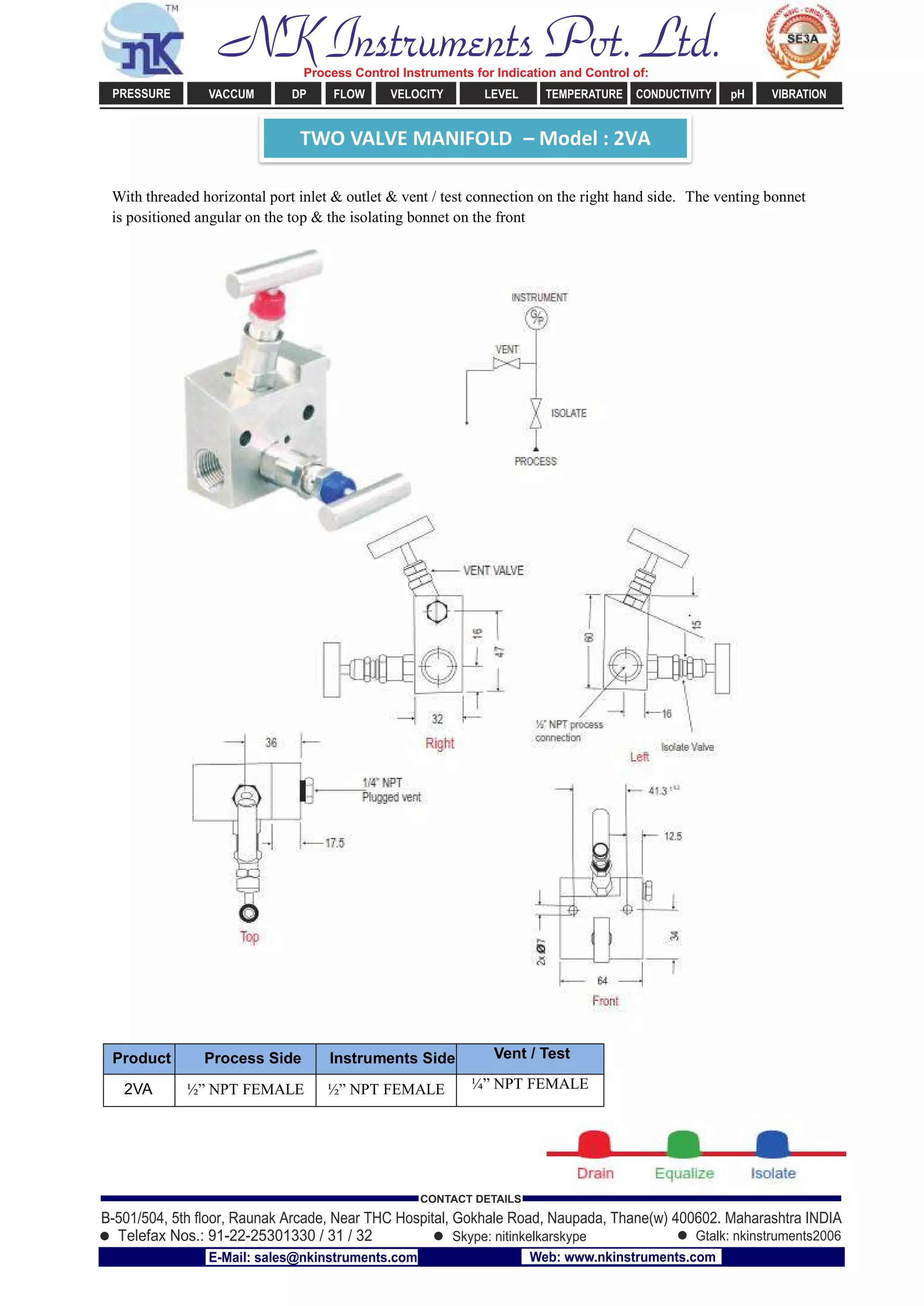 R type Two Valve Manifold (2VM) | PDF