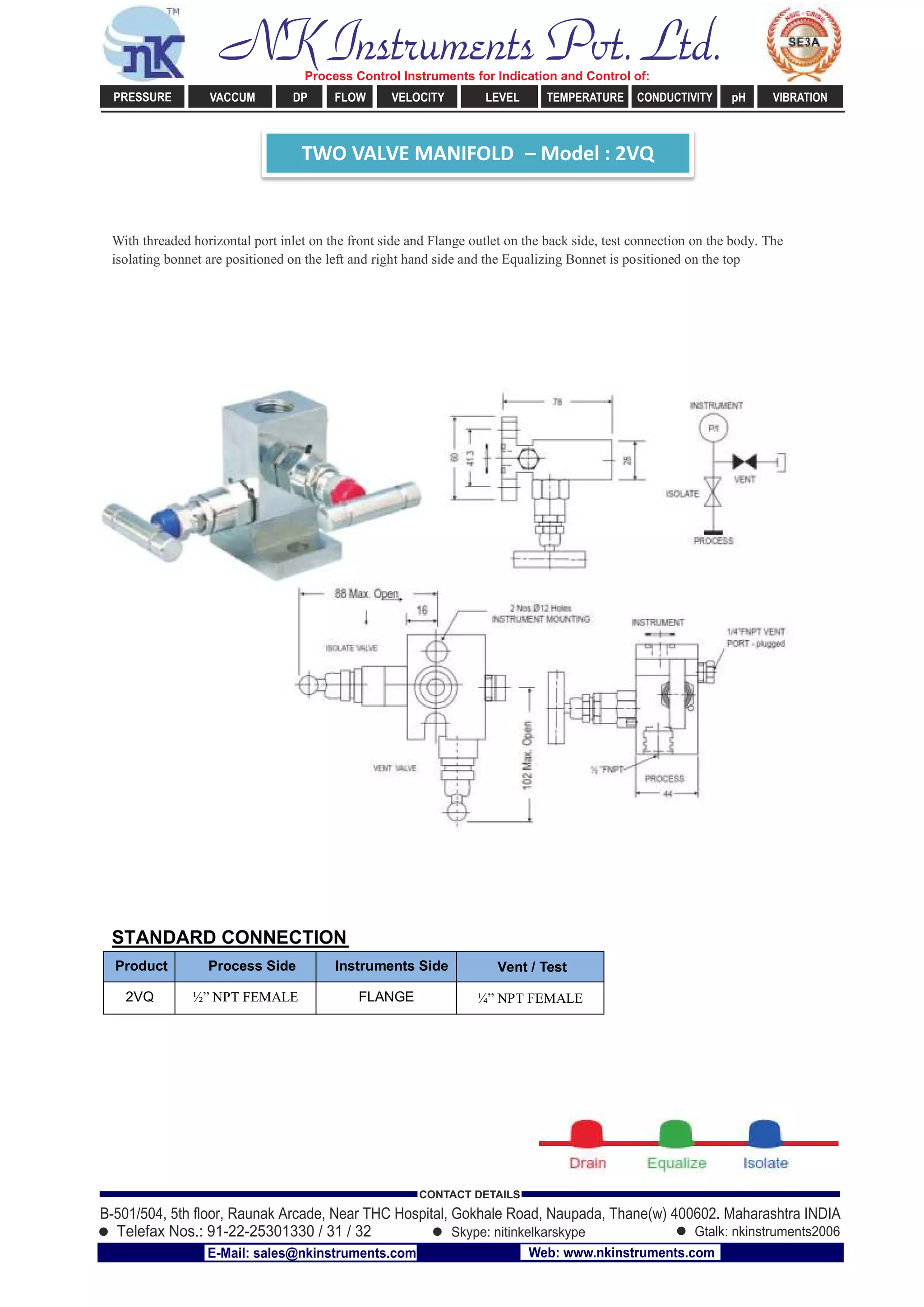 R type Two Valve Manifold (2VT) | PDF