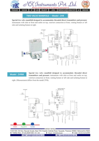 R type Two Valve Manifold (2VT) | PDF