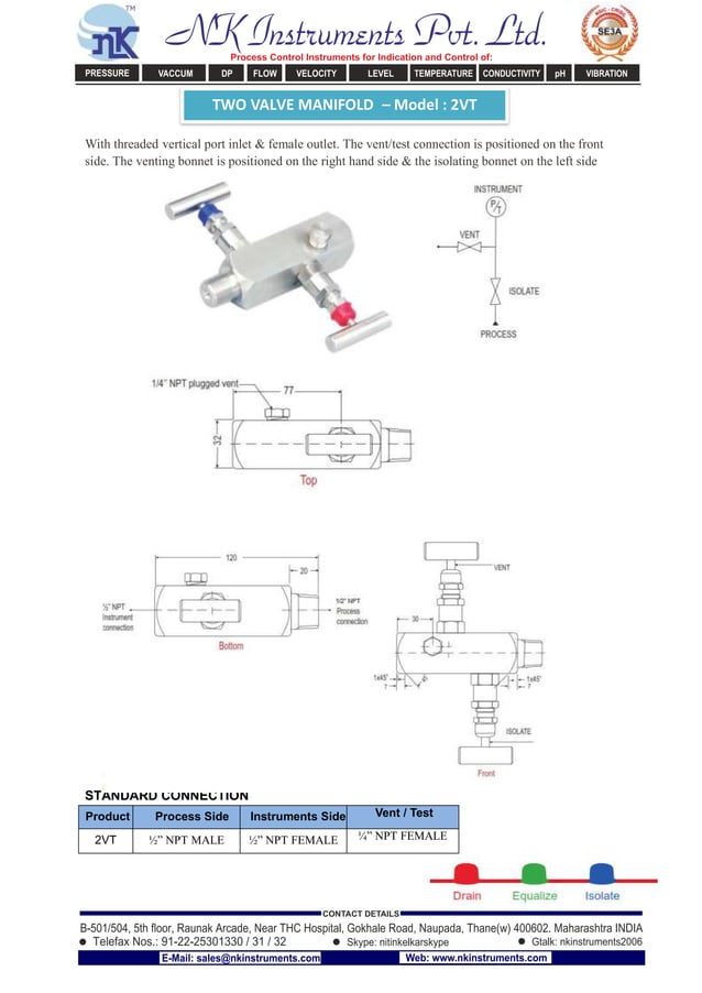R type Two Valve Manifold (2VT) | PDF