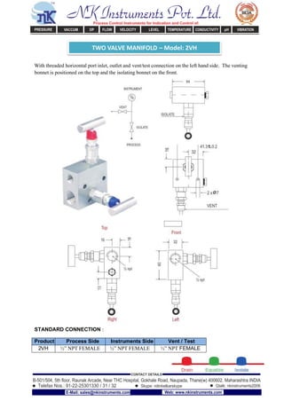 R type Two Valve Manifold (2VT) | PDF
