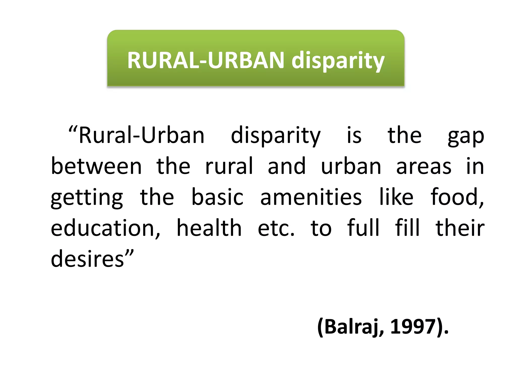 Rural-Urban Disparity in India | PPT