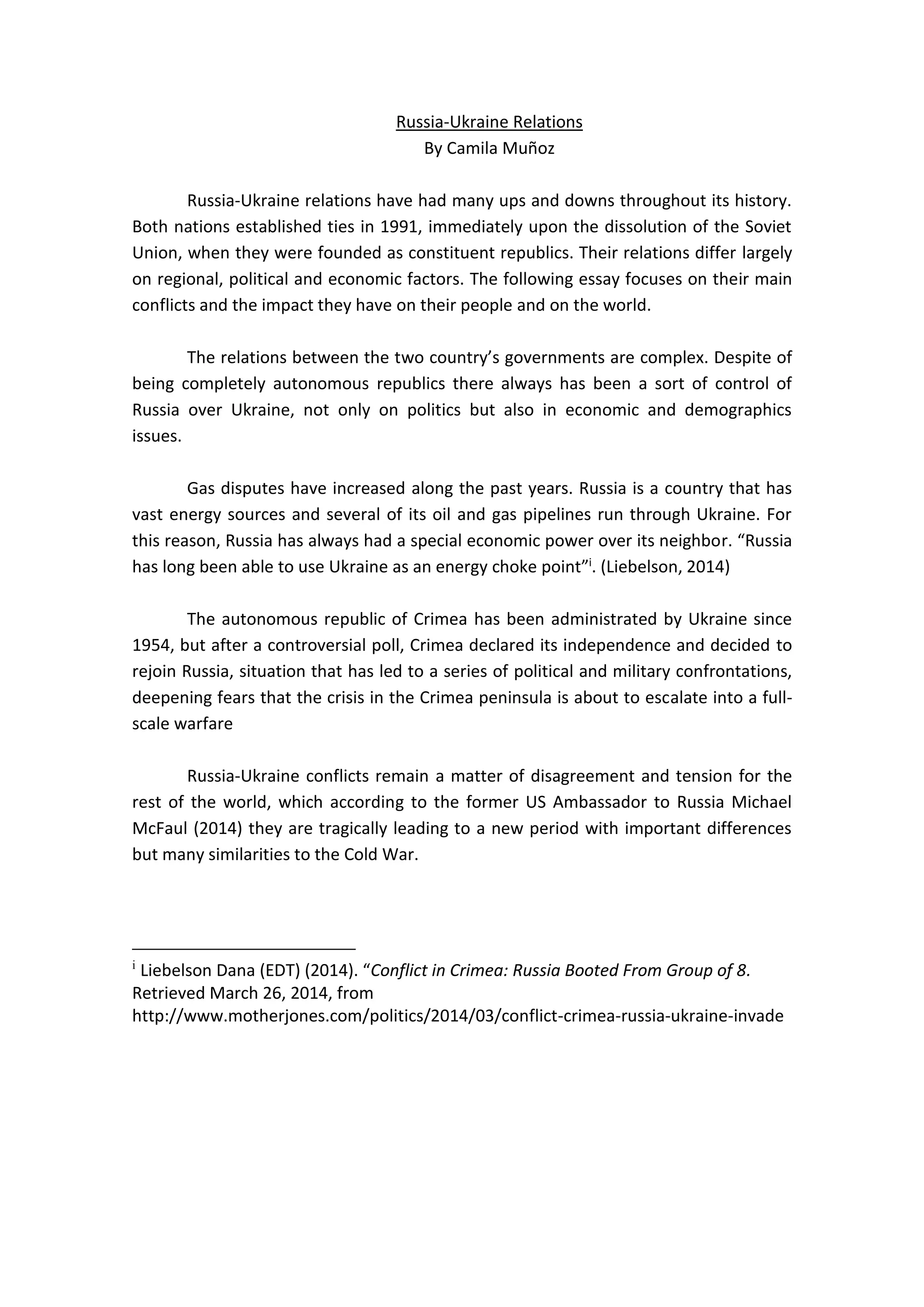 Russia-Ukraine Essay | PDF