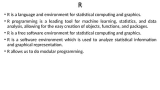 R Programming and Lab - Unit I PPTX with examples | PPTX