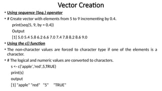 R Programming and Lab - Unit II with examples | PPTX