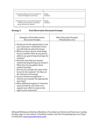 Rigorous Schools and Classrooms: Leading the Way | PDF