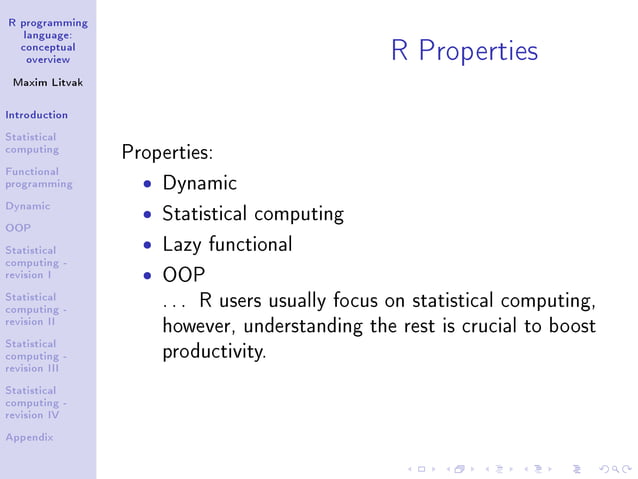 R programming language: conceptual overview | PPT