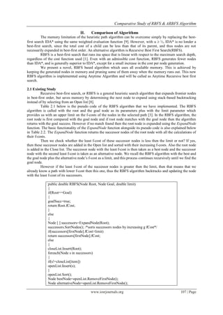 Comparative Study of RBFS & ARBFS Algorithm | PDF
