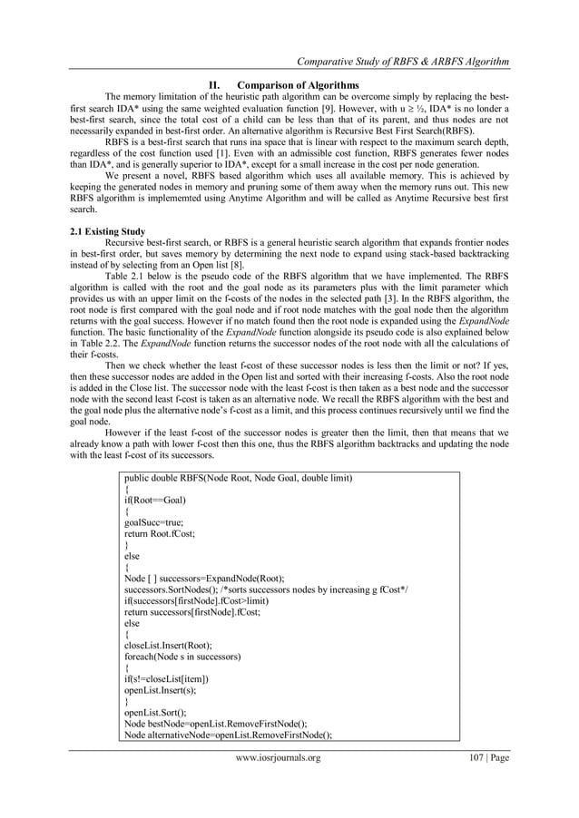 Comparative Study of RBFS & ARBFS Algorithm | PDF