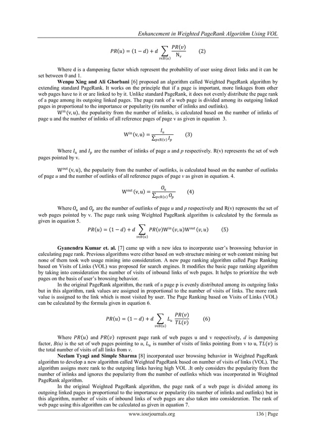 Enhancement in Weighted PageRank Algorithm Using VOL | PDF
