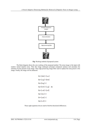 A Novel Adaptive Denoising Method for Removal of Impulse Noise in Images using Principal ...